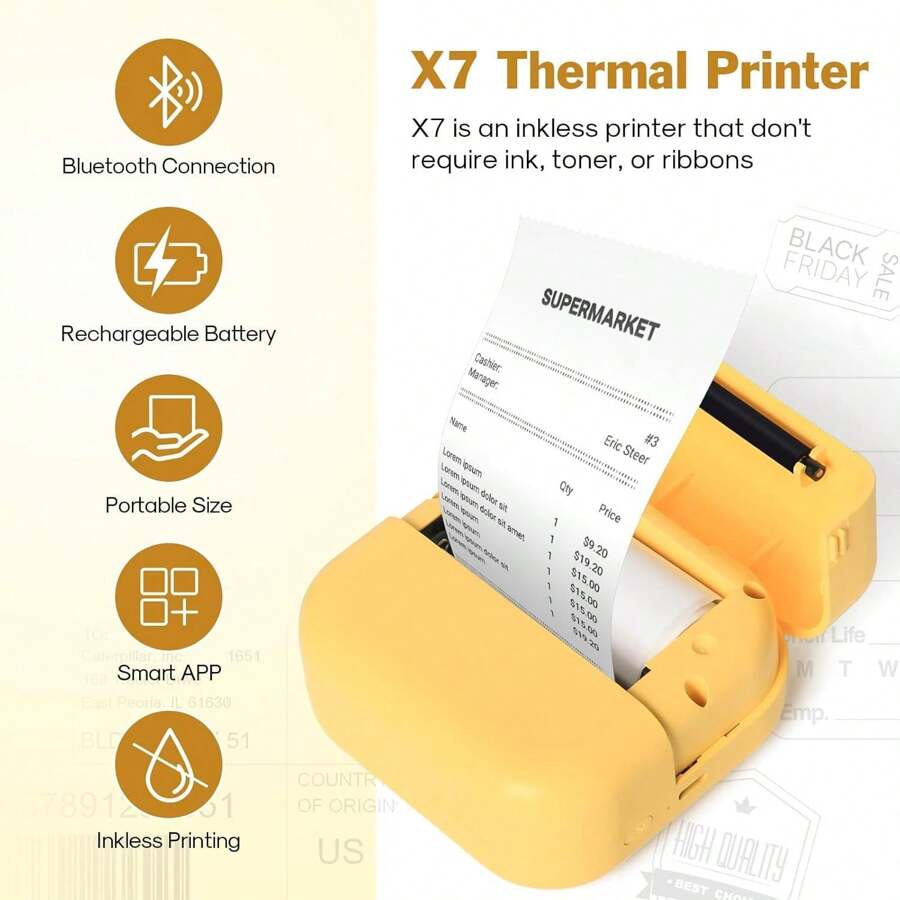 Mini Sticker Printer, Inkless Sticker Printer, Bluetooth Smart Thermal ...