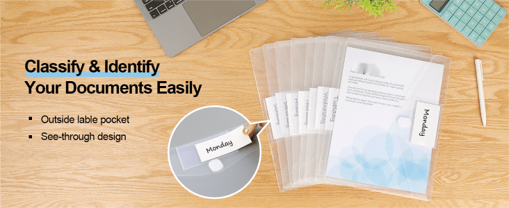 8 Pack Binder Pockets For 3 Ring Binder, Clear Binder Folders With Hook ...