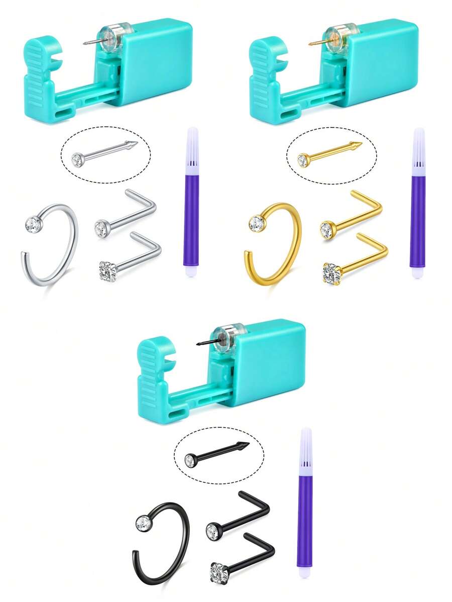 5Pcs Nose Piercing Kit Nose Ring Piercing Kit Self Nose Piercing Kit At ...