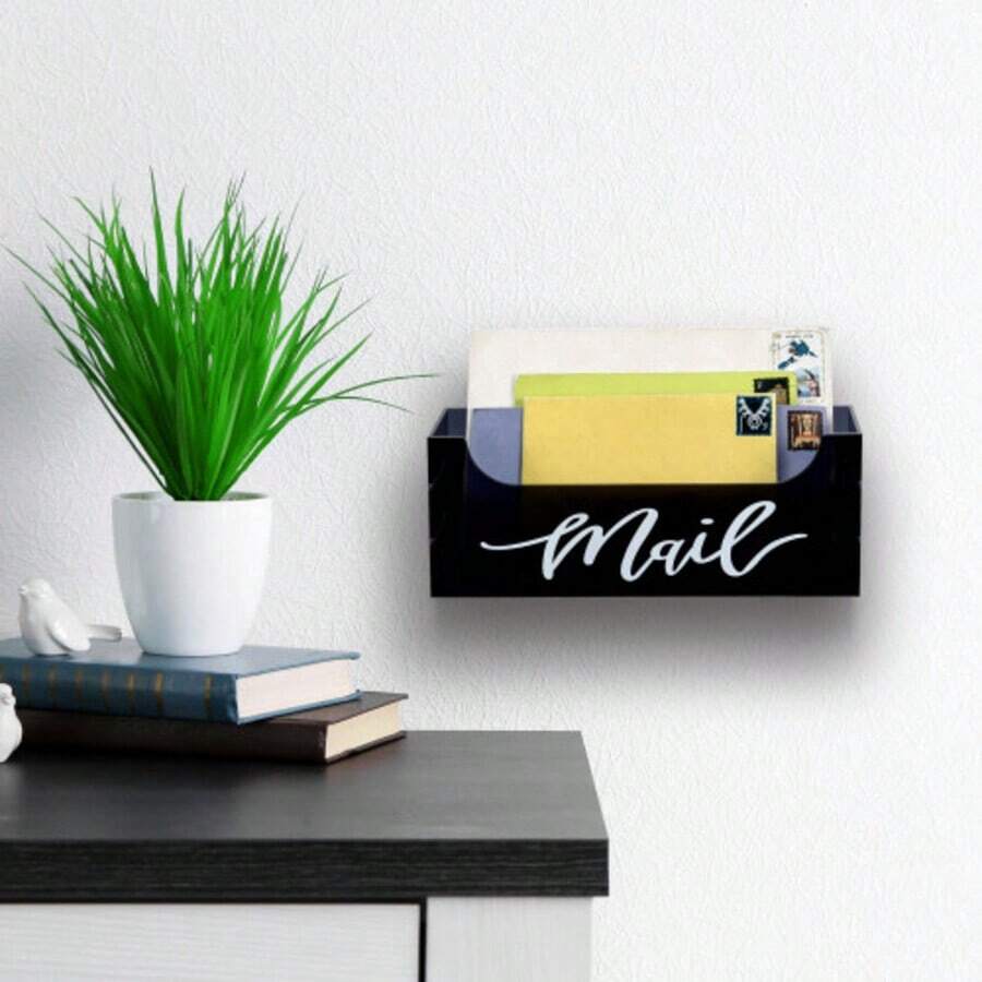 Acrylic Black Tabletop Mail Box, Wall Mounted Mail Organizer Letter ...