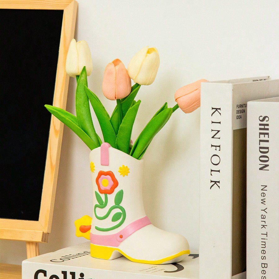 1pc Boots Flower Vases, Creative Cowboy Boot Vase, Ceramic Flower ...