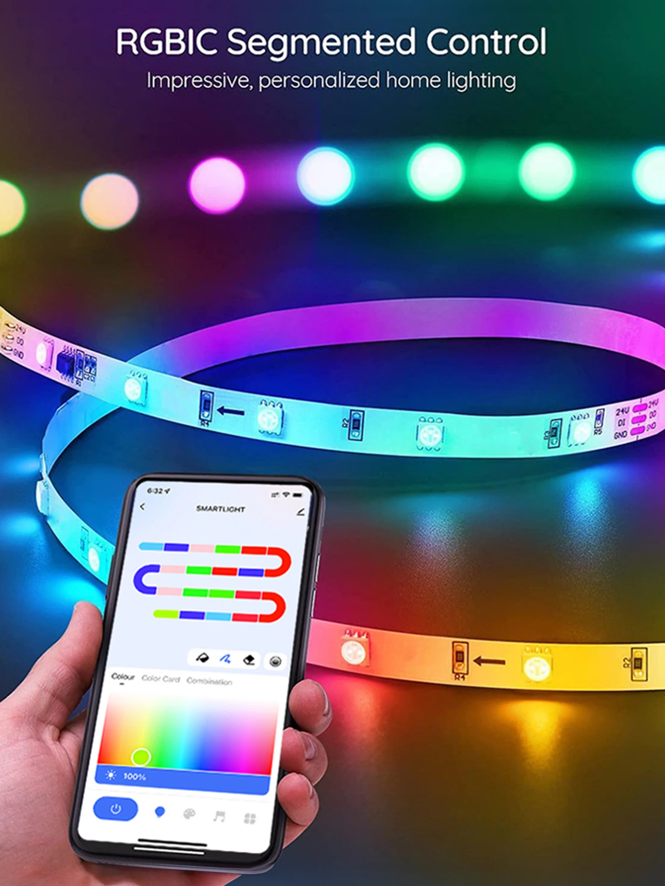 ไฟเส้น LED RGBIC แบบมีที่อยู่ Dreamcolor ยาว 3 ม. - 20 ม. พร้อมควบคุม ...