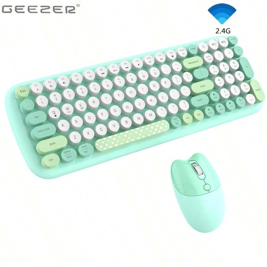 JOMAA JOMMA Cute 2.4G Wireless Keyboard Mouse Set With Circular Keycap ...