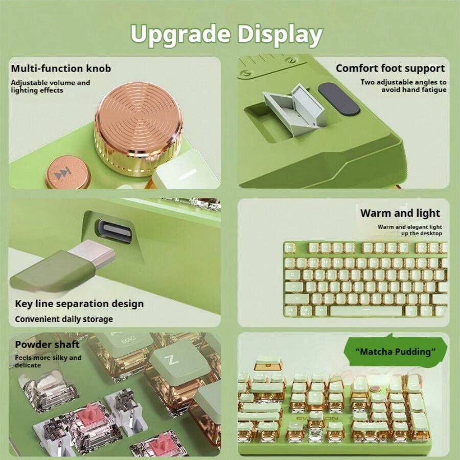 EWEADN Mechanical Gaming Keyboard, All-Metal Panel 104 Keys Full Size ...