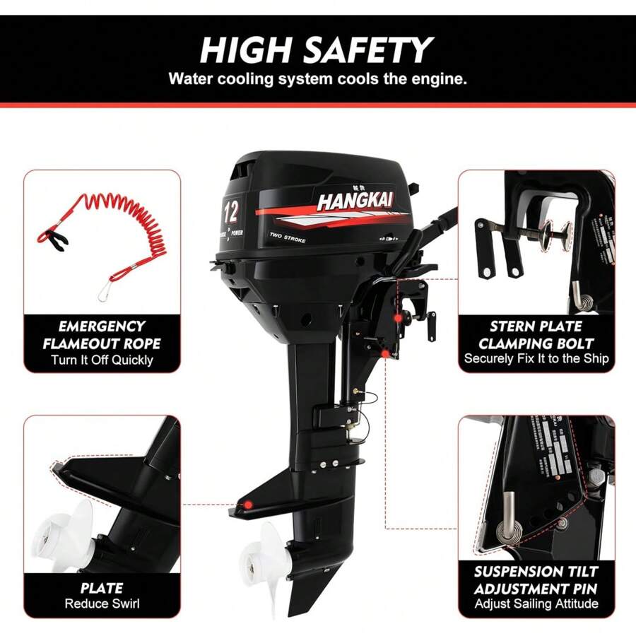 2 Stroke Outboard Motor, 169CC Heavy Duty Fishing Boat Engine With CDI And Water Cooling System ...