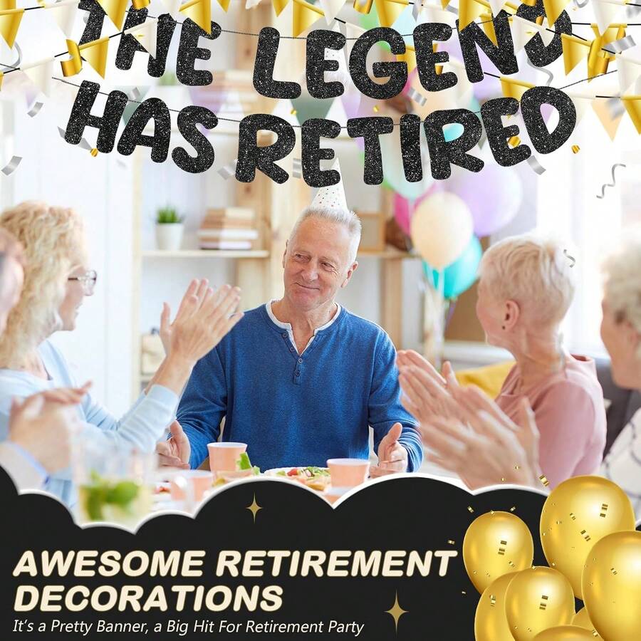 Pre Strung The Has Retired Glitter Banner Retirement Banner Retirement ...