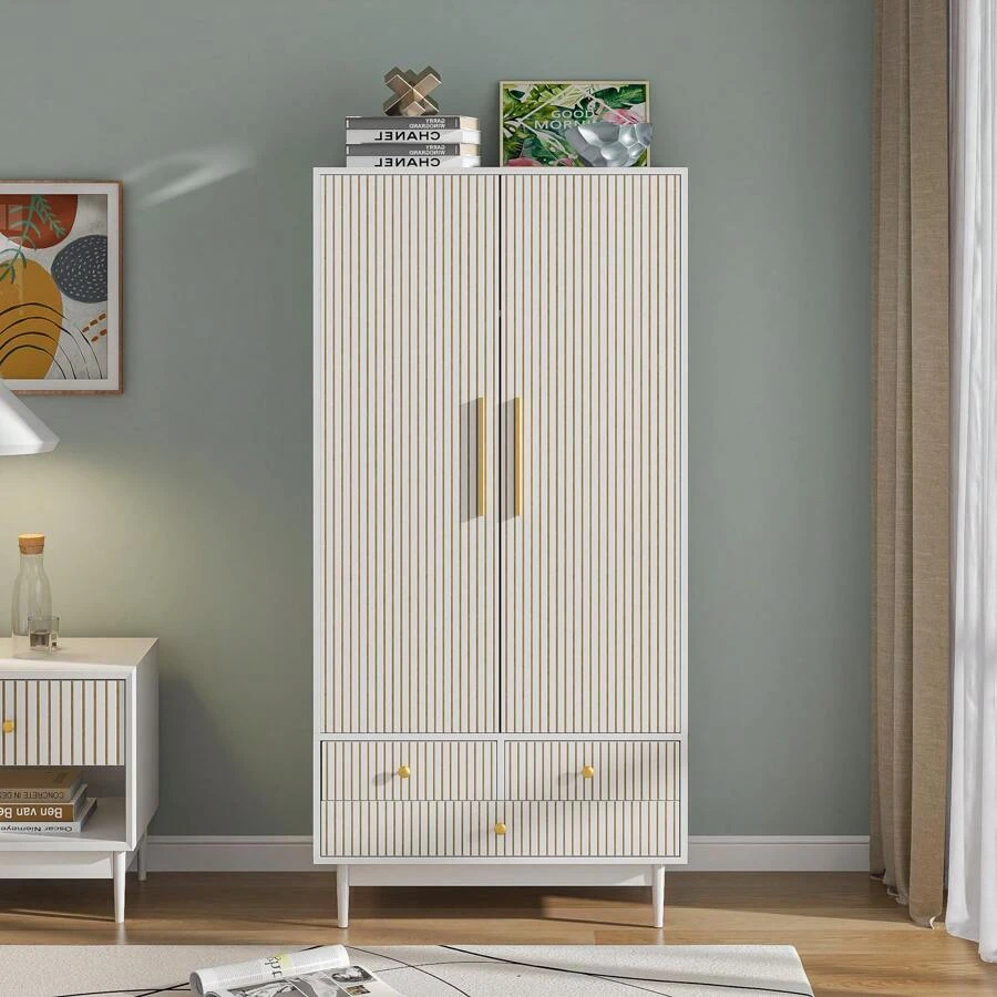 Freestanding Clost Modern Wooden With 3 Drawers, Armoire Wardrobe ...