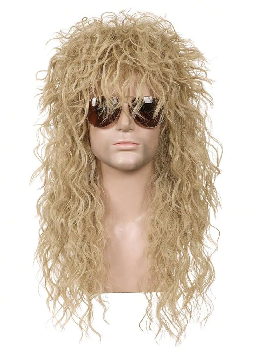 Peruca Mullet Preta Masculina dos Anos 80, Peruca para Fantasia de ...