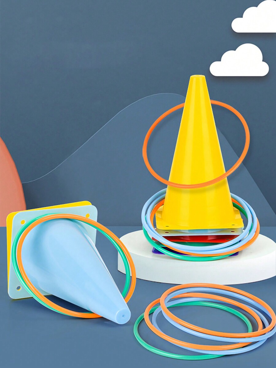 1set (6pcs Cones & 10pcs Hoops) Throwing Hoops Rings Bucket Sensory ...