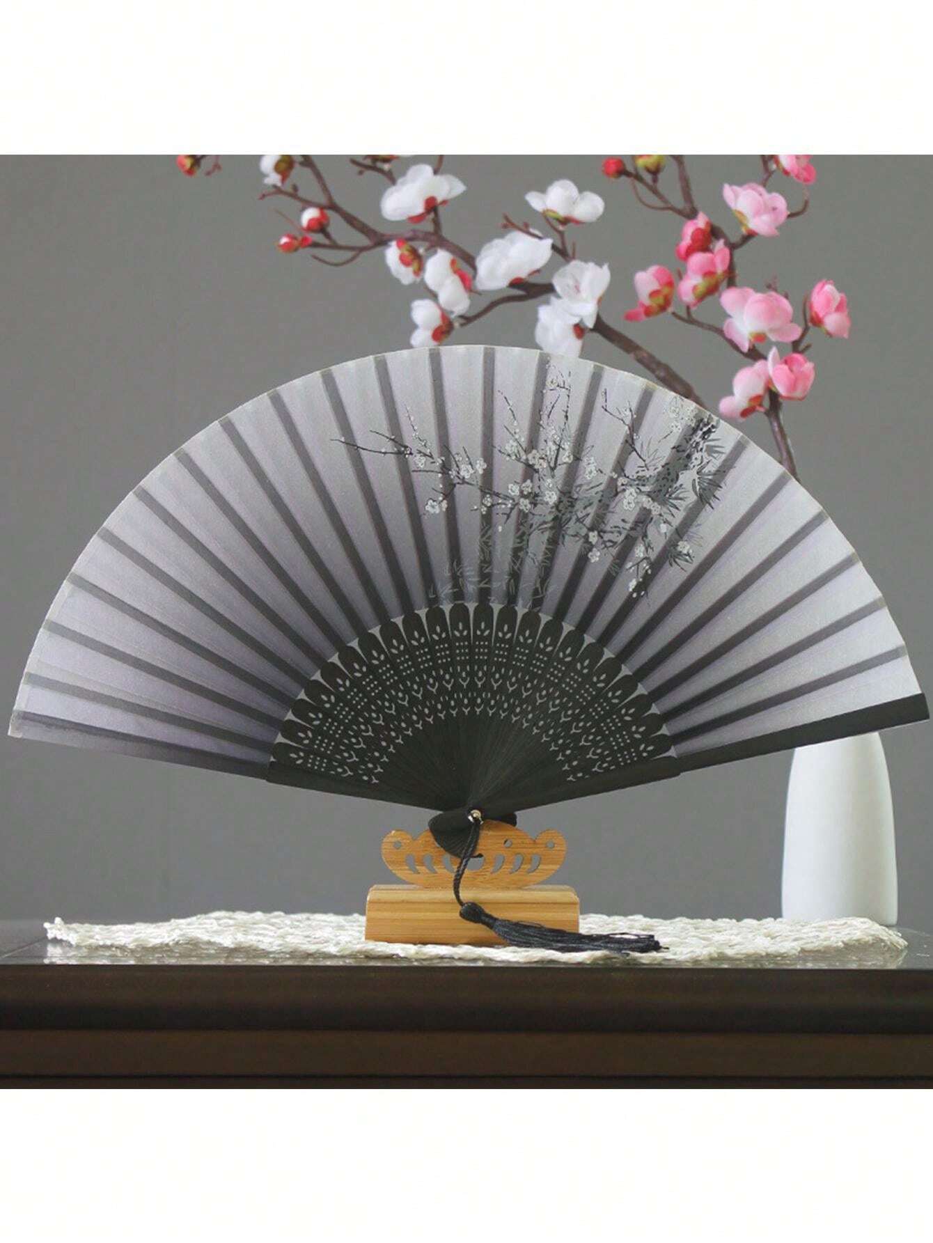 Leque dobrável oriental chinês, leque artesanal dobrável de 21 cm com ...