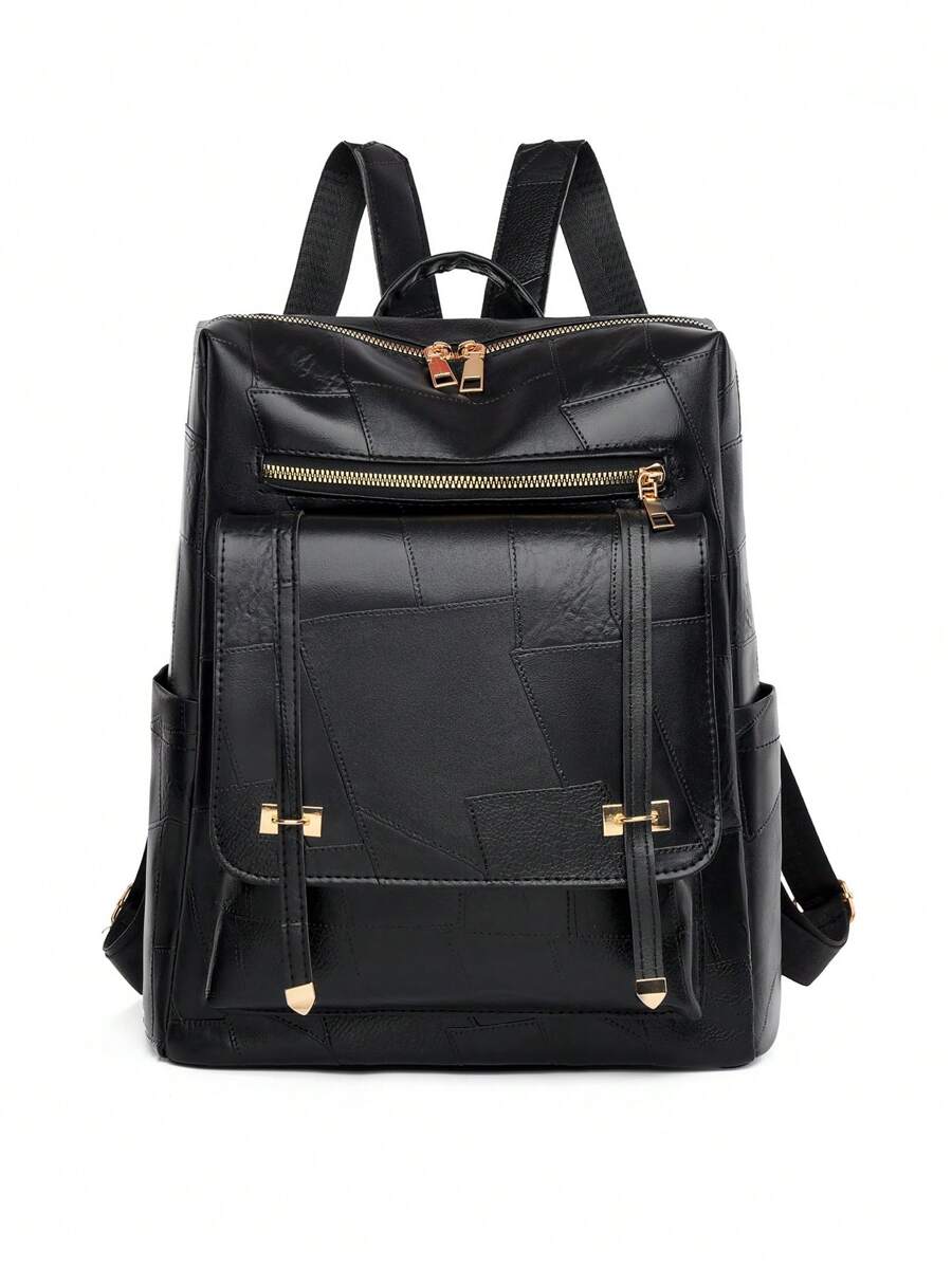 LECEY Brown Large Capacity PU Leather Backpack For Women | SHEIN EUR