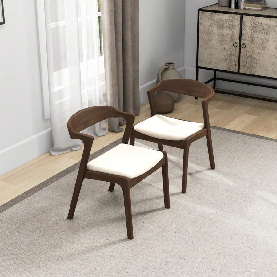Dakota Mid-Century Modern Solid Wood Velvet Dining Chair (Set Of 2 ...