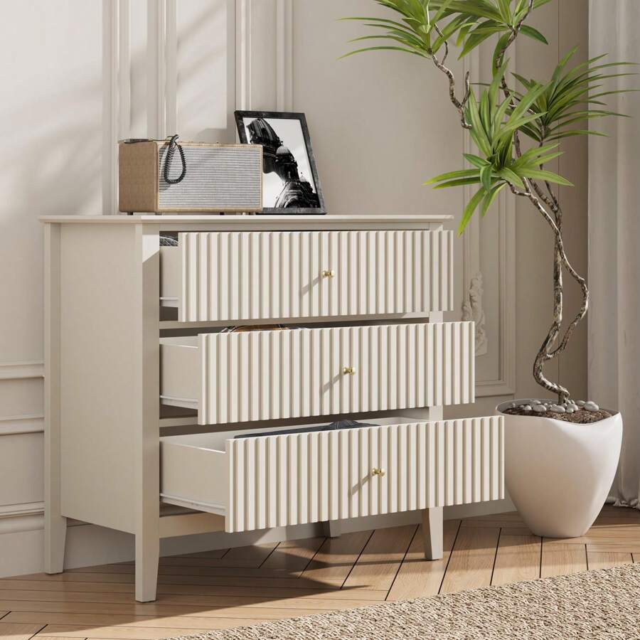 RoyalCraft 3 Drawer Dresser, Large Wide Chest Of Drawers With Ball ...
