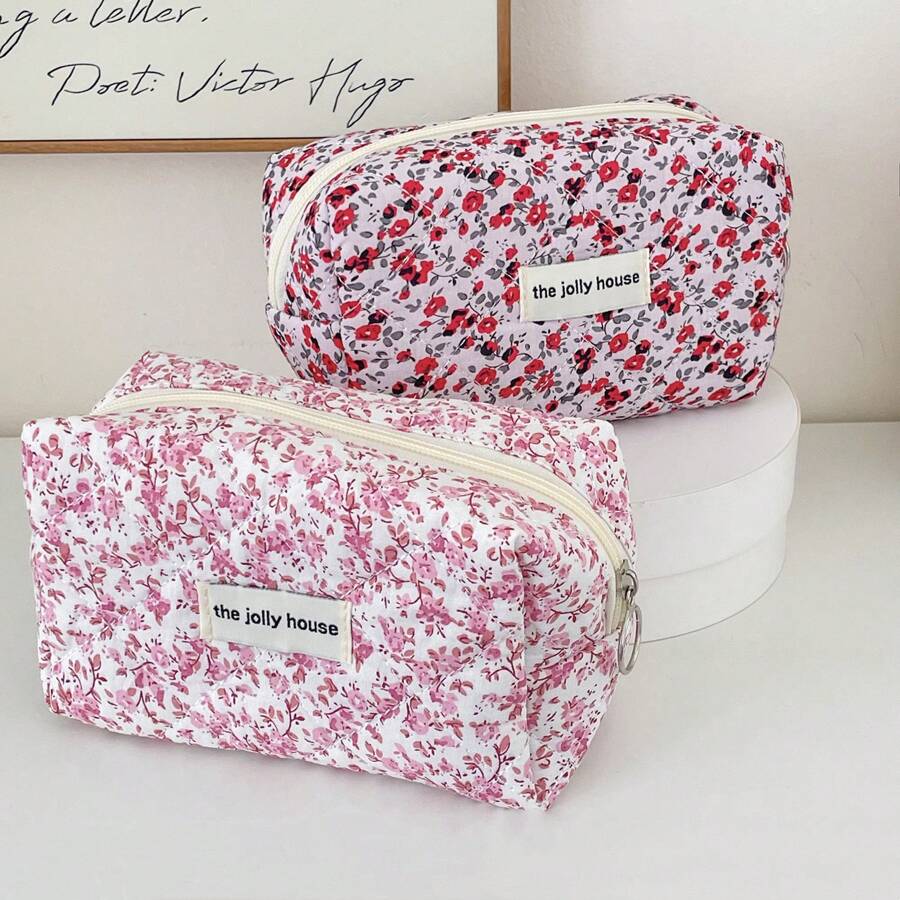 1 Pc New Spring Floral Makeup Bag Travel Portable Women Handheld ...
