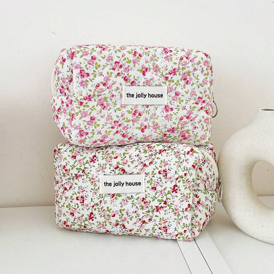 1 Pc New Spring Floral Makeup Bag Travel Portable Women Handheld ...