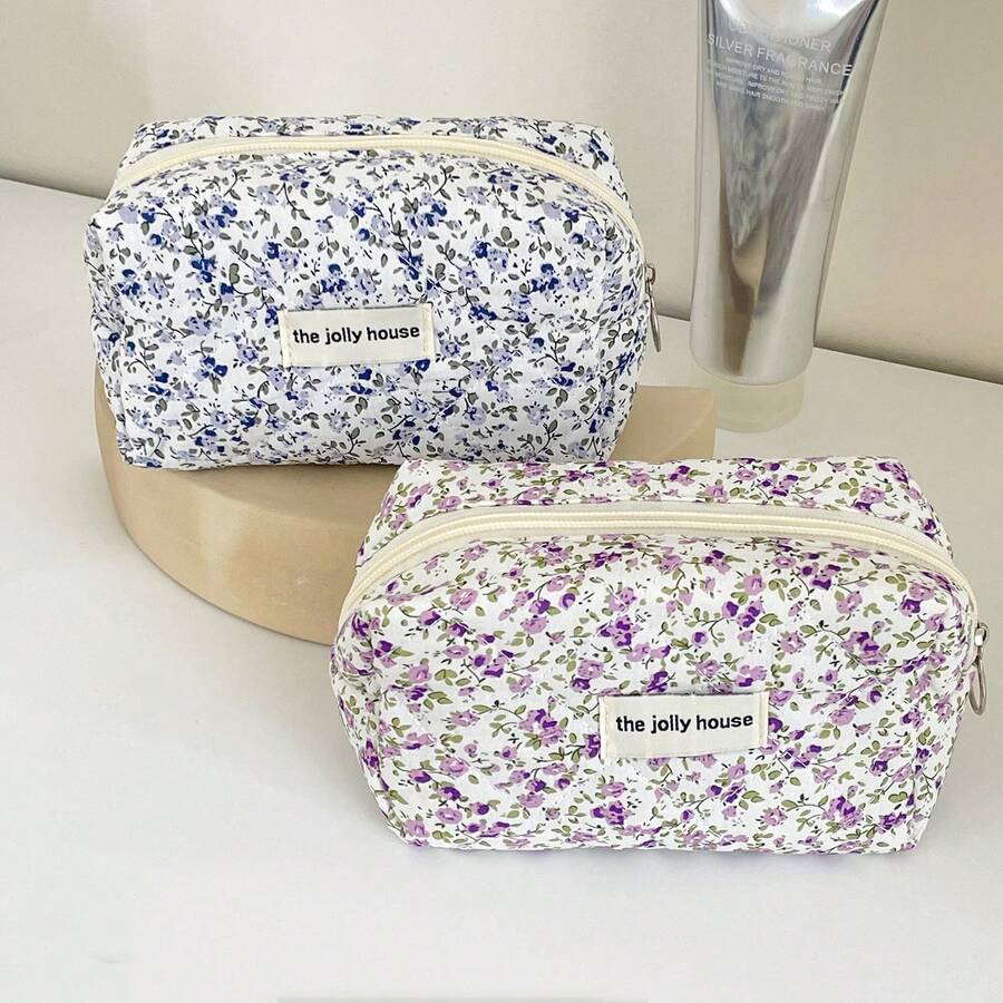 1 Pc New Spring Floral Makeup Bag Travel Portable Women Handheld ...