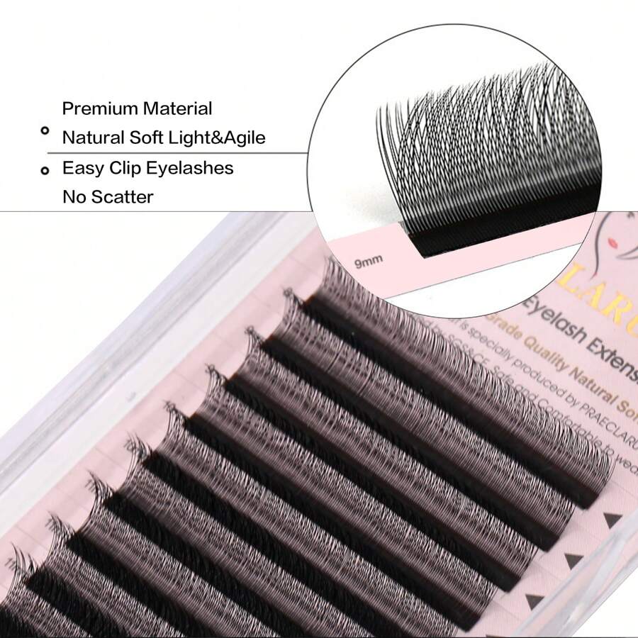 12 Filas Extensiones De Pestañas Individuales De Tipo V De Praeclarus