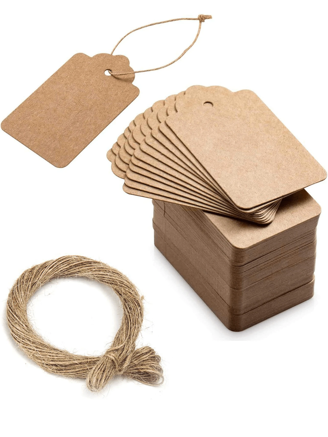 100pcs Kraft Paper Blank DIY Small Hang Tag Message Bookmark Gift Thank ...