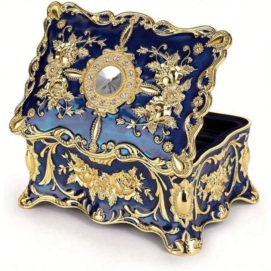 Small Vintage Rectangle Trinket Jewelry Box Treasure Chest Box Jewelry ...