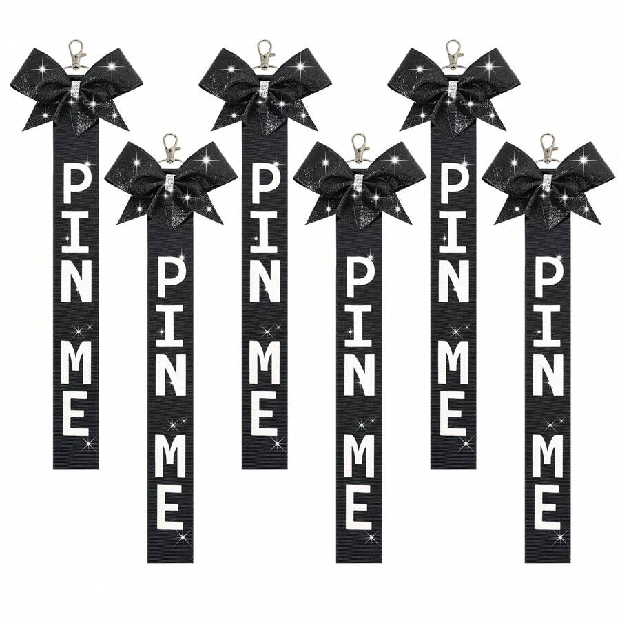 6 Pack Cheer Bow Keychain Pin Me Ribbon For Cheer Bag, Cheer Bow ...