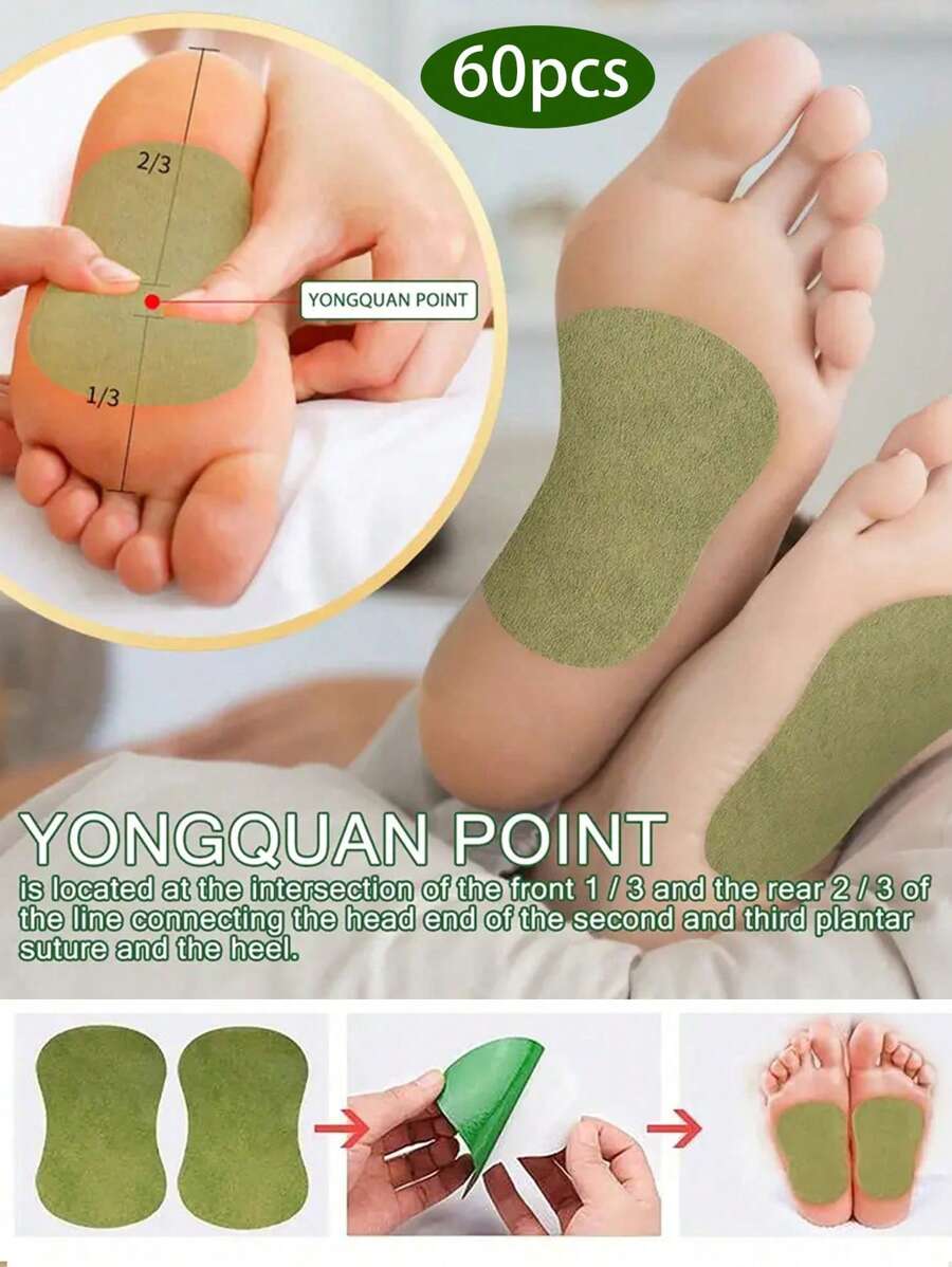 60pcs Moxa Foot Patch With Plant Essence - Gentle, Non-Irritating Daily ...