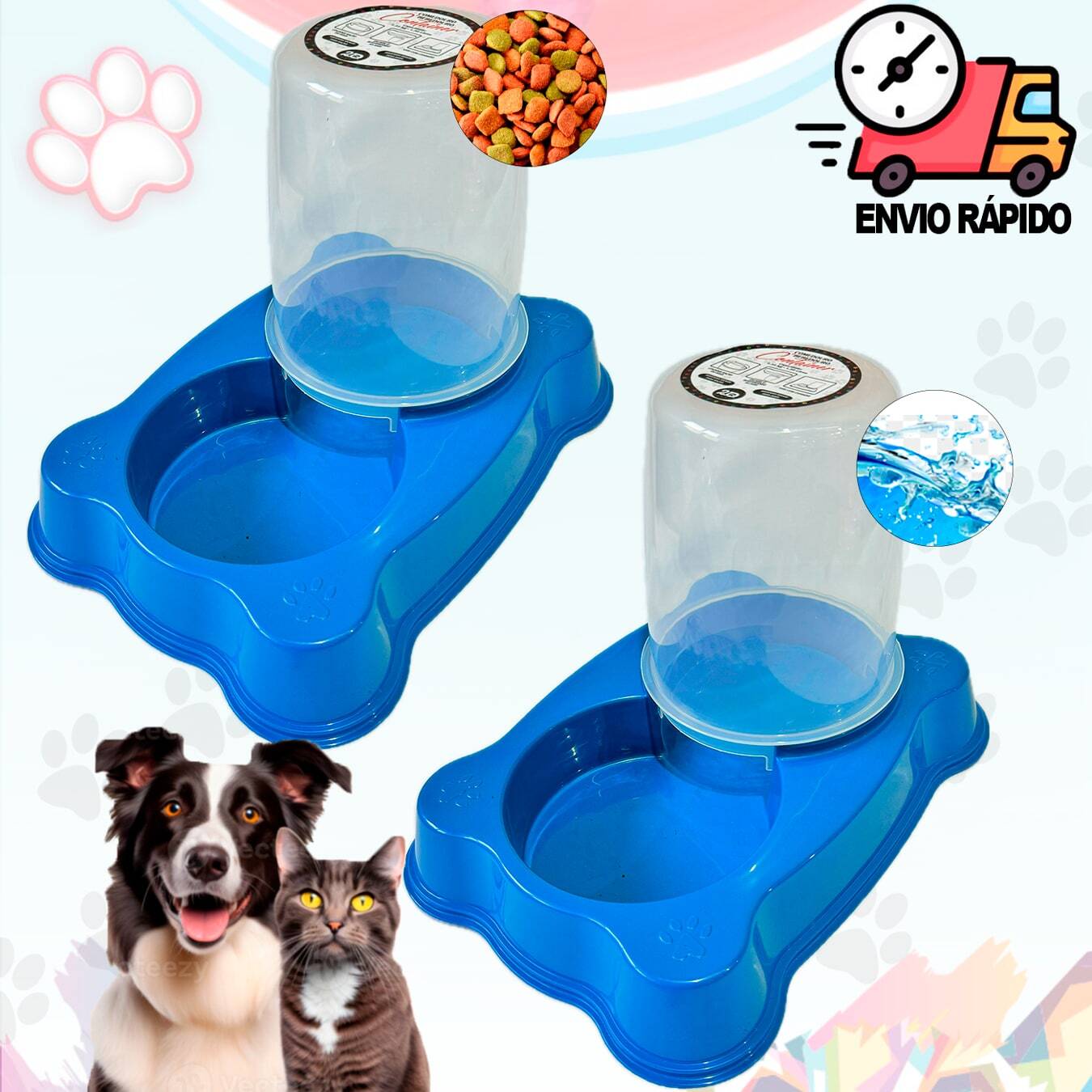 Kit Comedouro E bebedouro Automático Cachorro Gatos Todos os Portes 1,5 ...