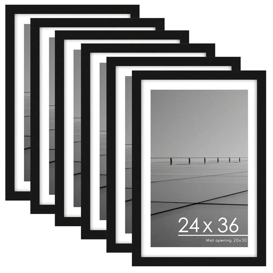 24x36 Poster Frame Set Of 6, Display Pictures 20 X 30 With Mat Or 24 X ...