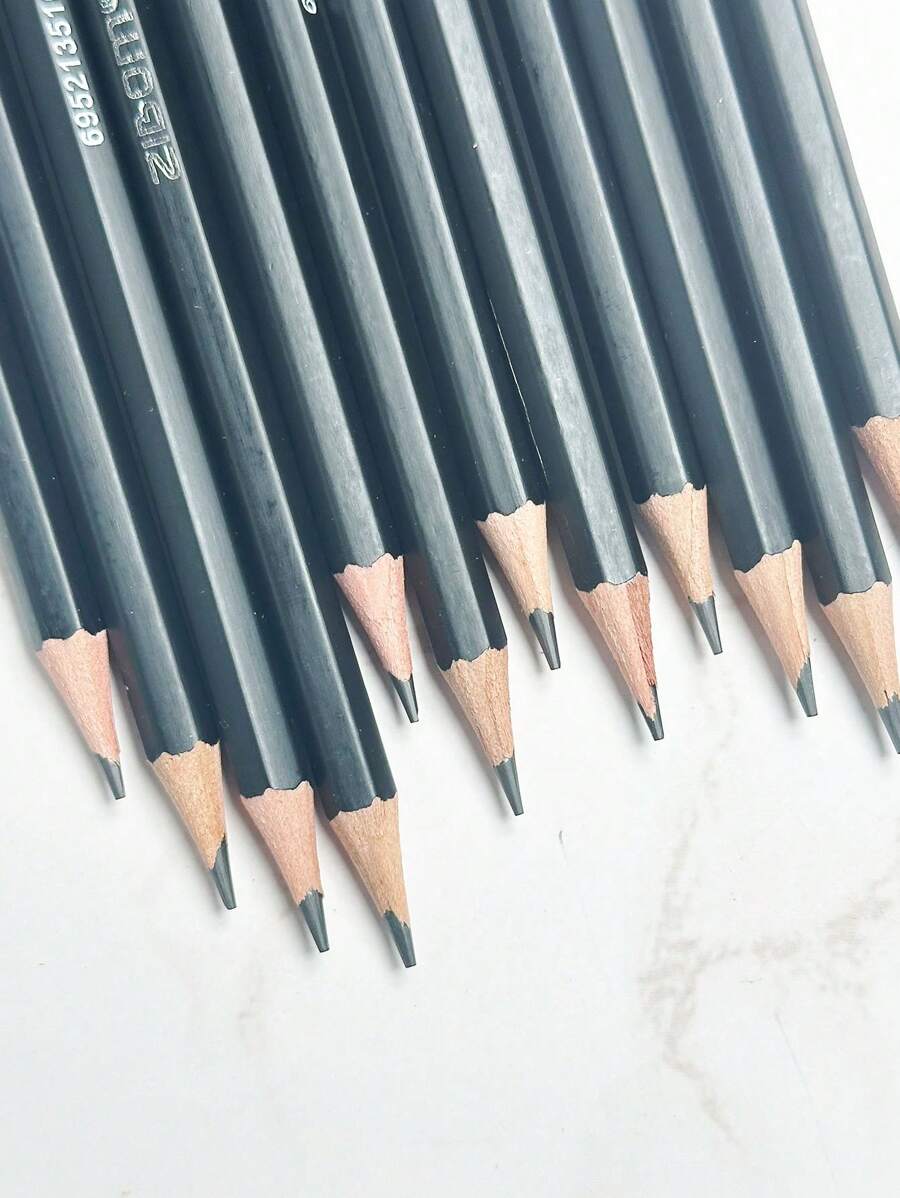 12 Black And 2B Pencils With Eraser+1 Pencil Sharpener, Student Study And Exam Specific Pencils ...