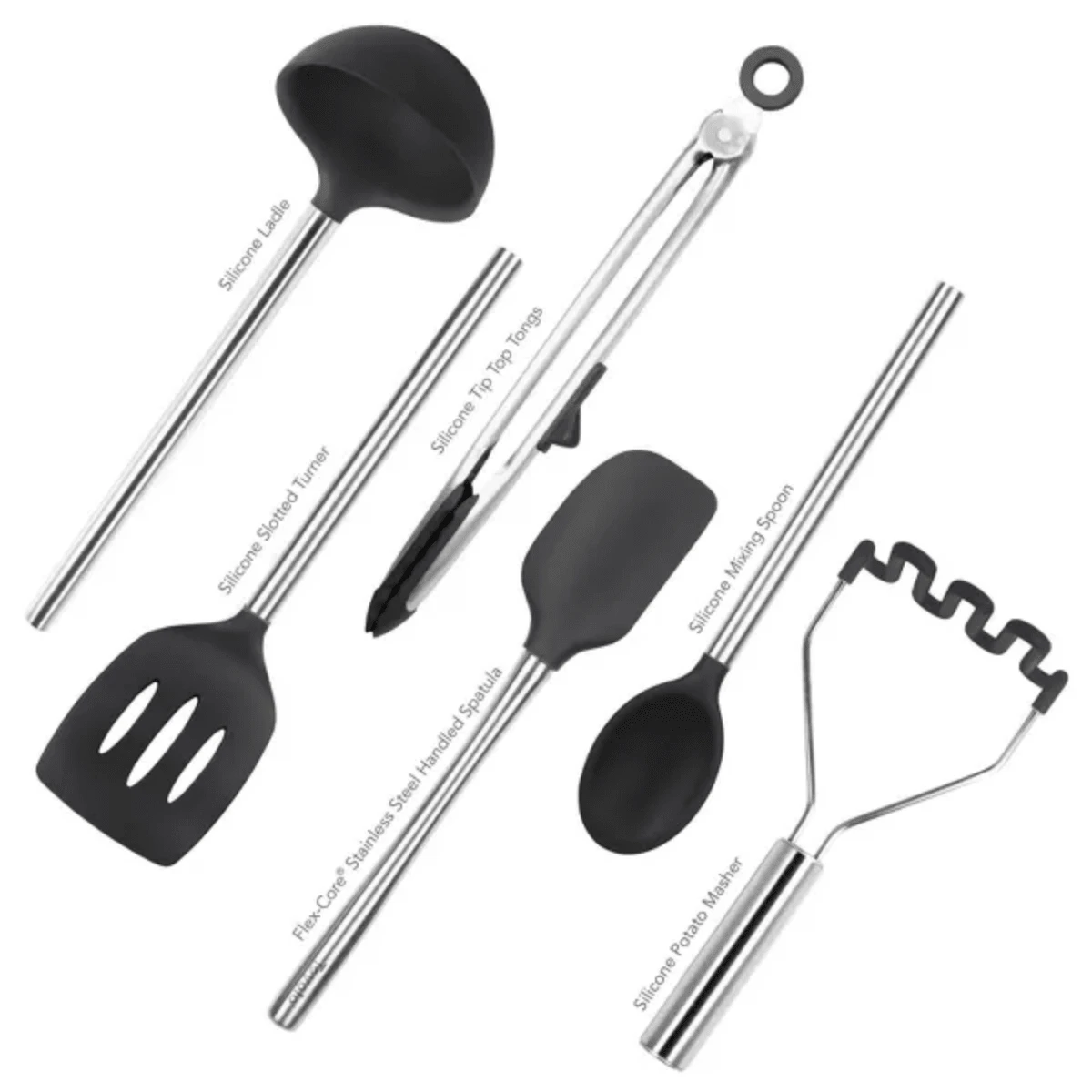Tovolo 6pc Silicone And Stainless Kitchen Utensil Set Black | SHEIN USA