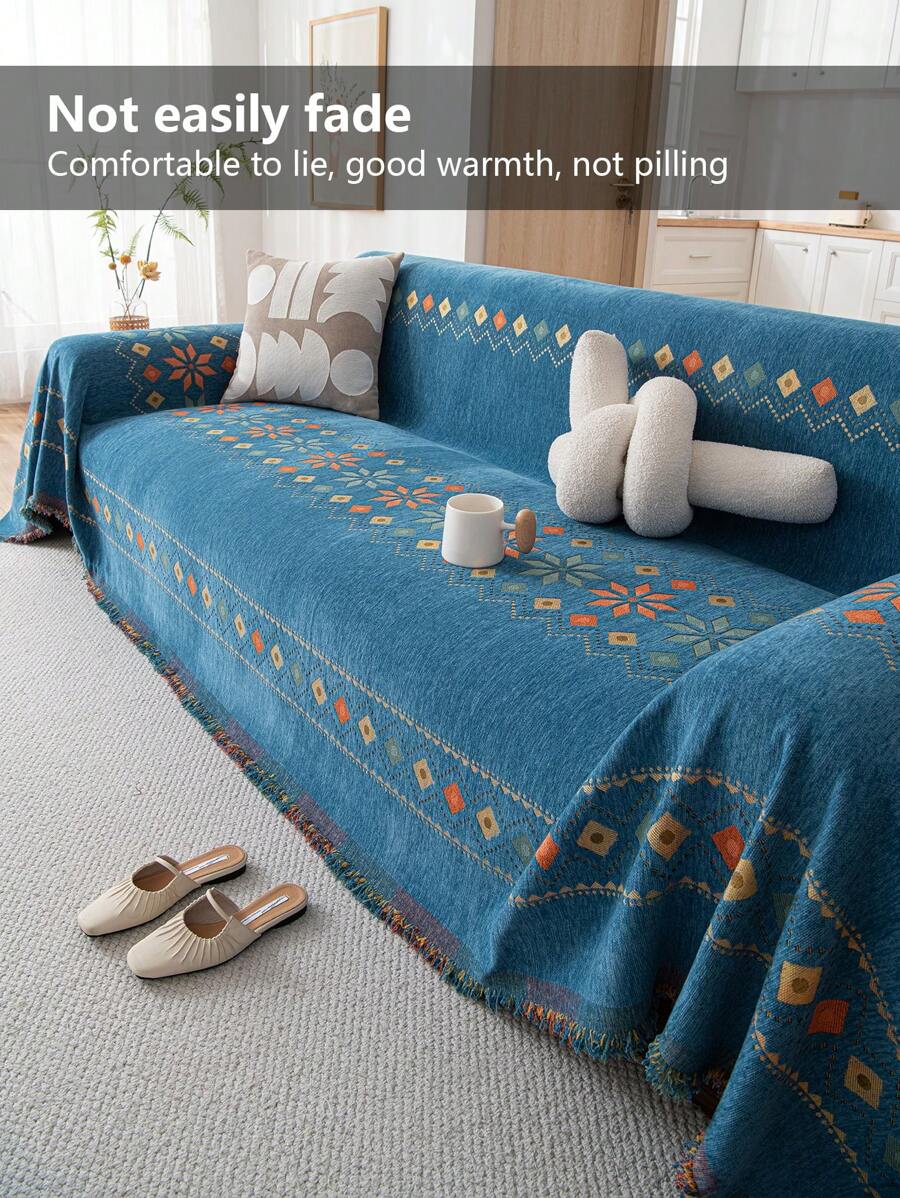 1pc Chenille Sofa Cover, Bohemian Style, Dust-Proof, Anti-Fouling, Fade ...