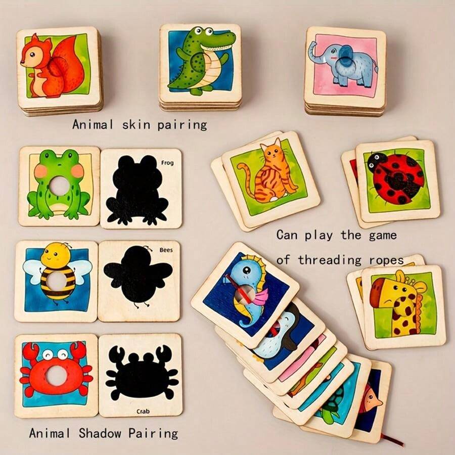 Montessori Style Early Educational Finding Shadows Matching Toy, Animal ...