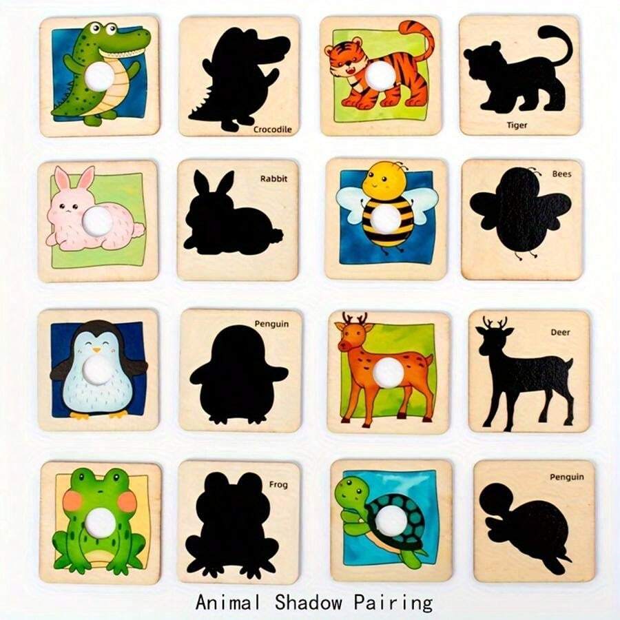 Montessori Style Early Educational Finding Shadows Matching Toy, Animal ...
