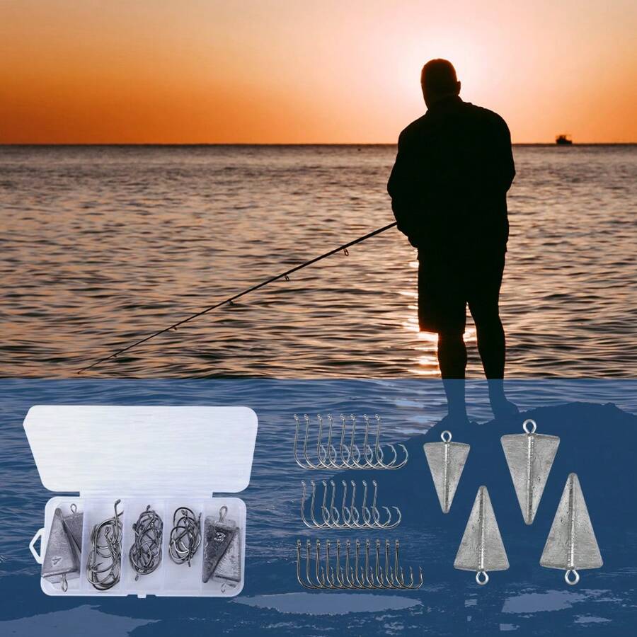 Anmuka Fishing Gear Kit - Conical Sinkers, Assorted Fish Hooks, Steel ...