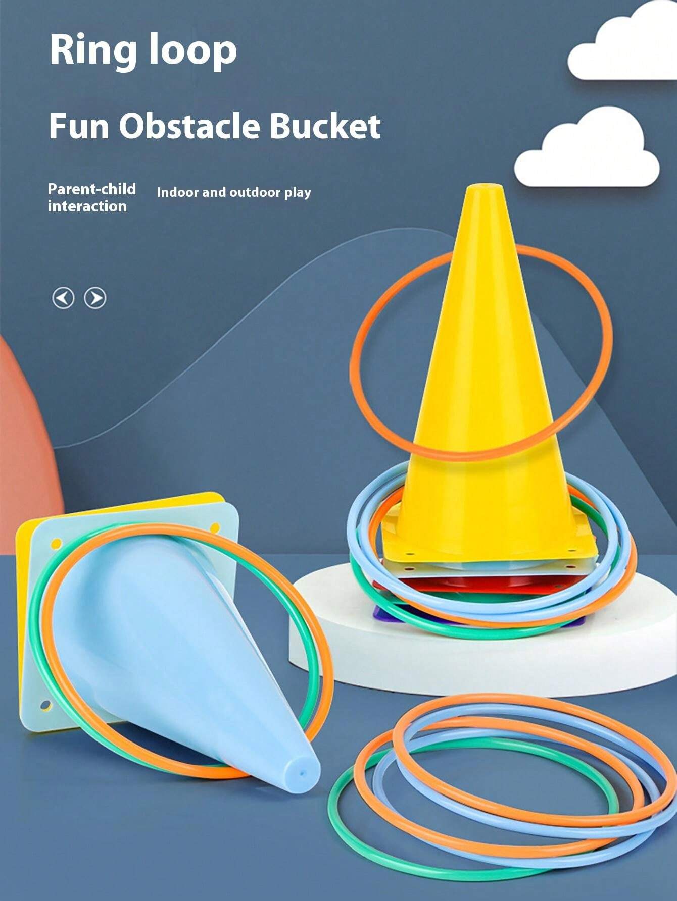 1set (6pcs Cones & 10pcs Hoops) Throwing Hoops Rings Bucket Sensory ...
