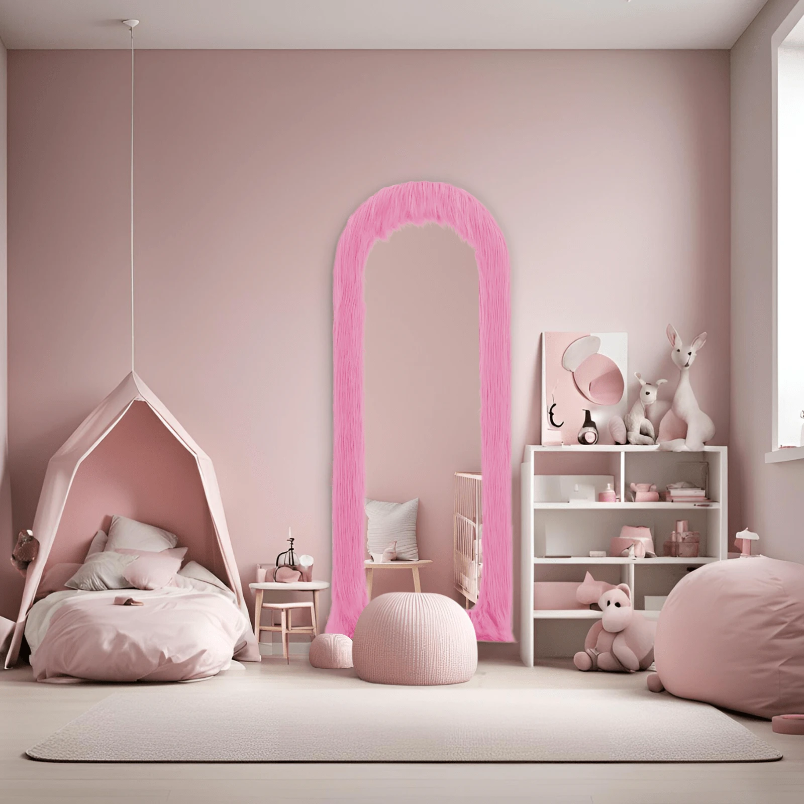 Melodieux Full Length Mirror 63"X24" Free Standing Furry Floor Mirror ...