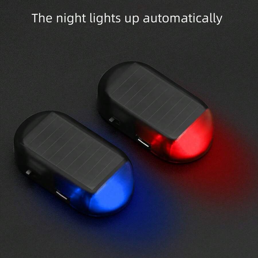 1pc Car Solar Power Flashing Warning Light, Wireless Simulated Sensor ...