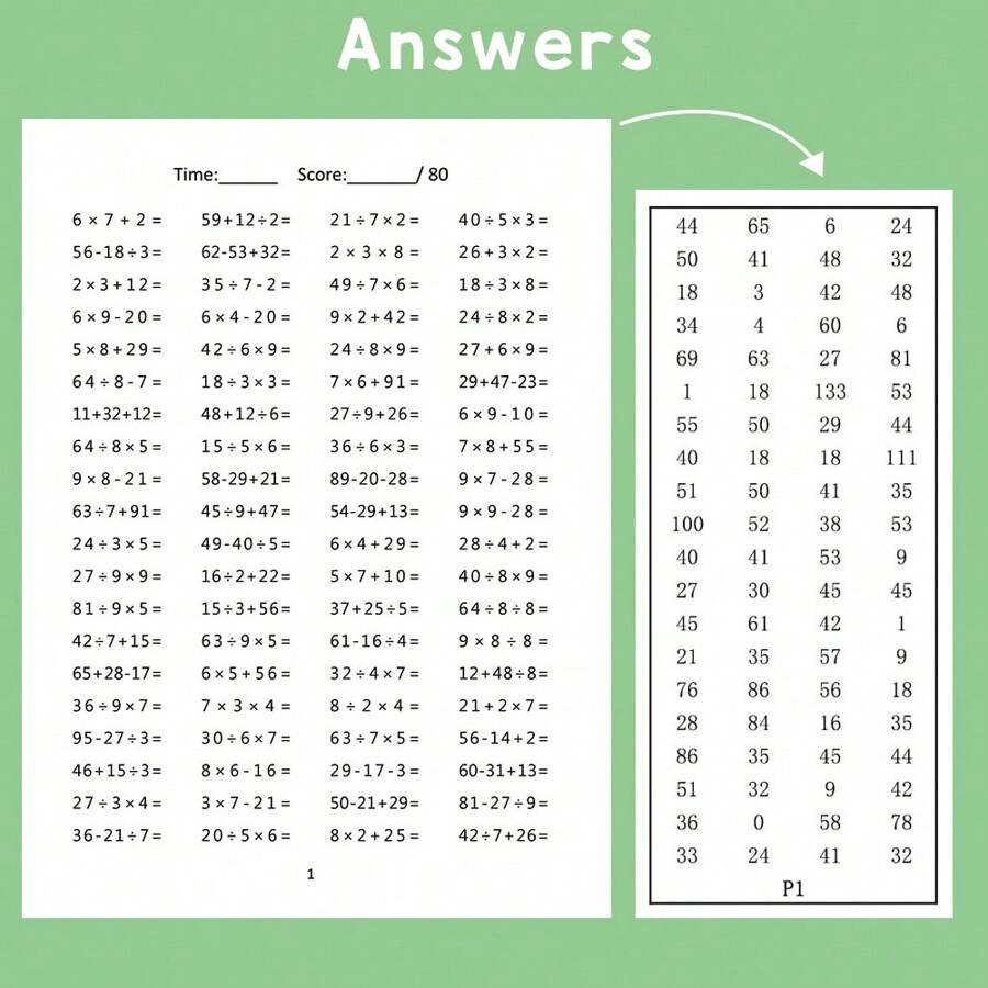 Lachilly 24 Pages Math Arithmetic Workbook Addition Subtraction ...