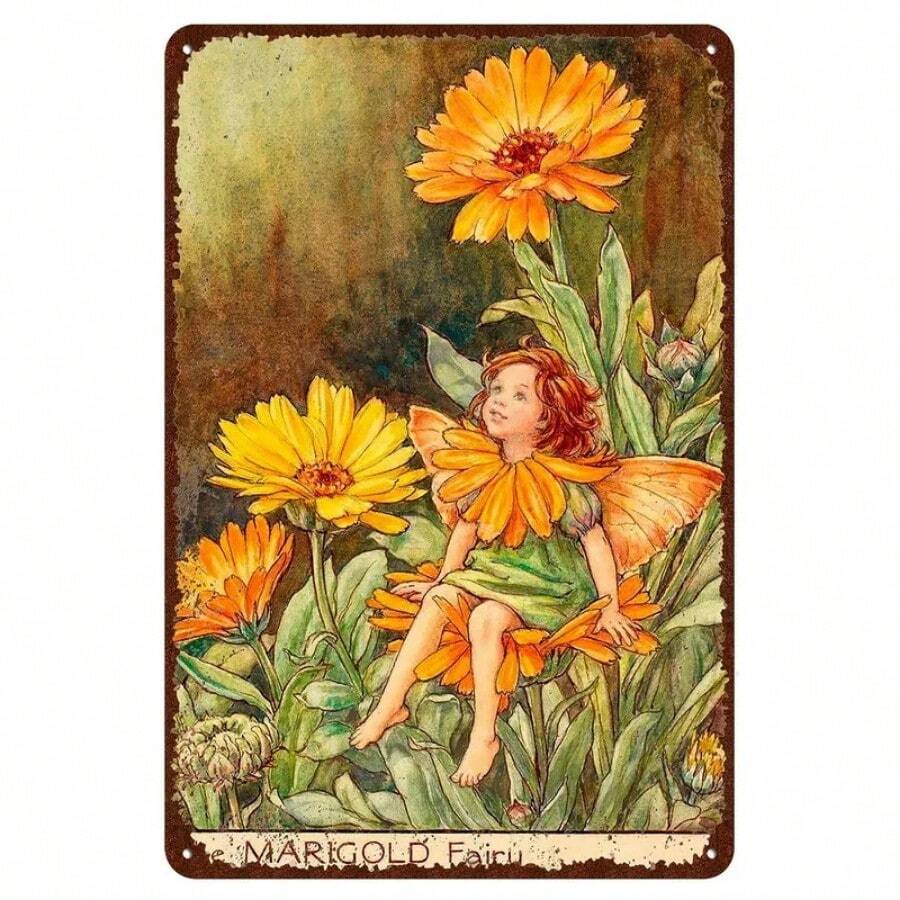 Flower Fairy Sign Vintage Metel Tin Sign Garden Decorative Signs Retro ...