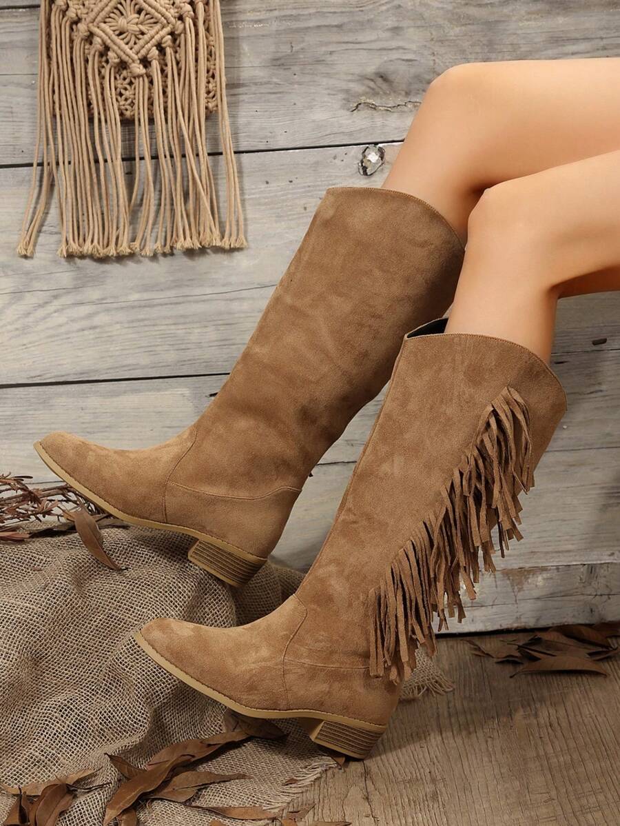 Nuevas botas vaqueras estilo vintage 2024 con flecos para mujer, botas ...