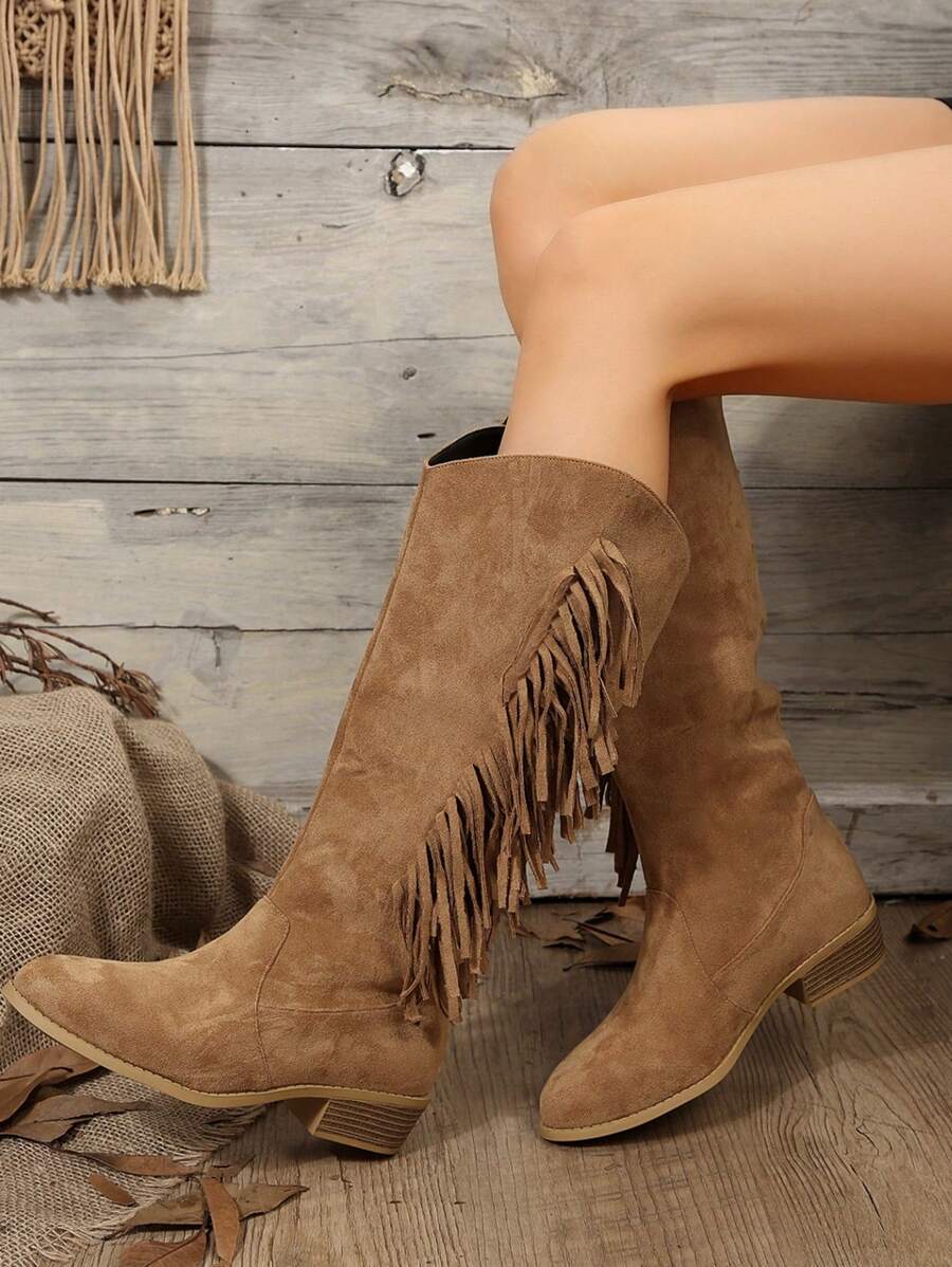 2024 New Vintage Western Style Fringe Cowgirl Boots For Women ...