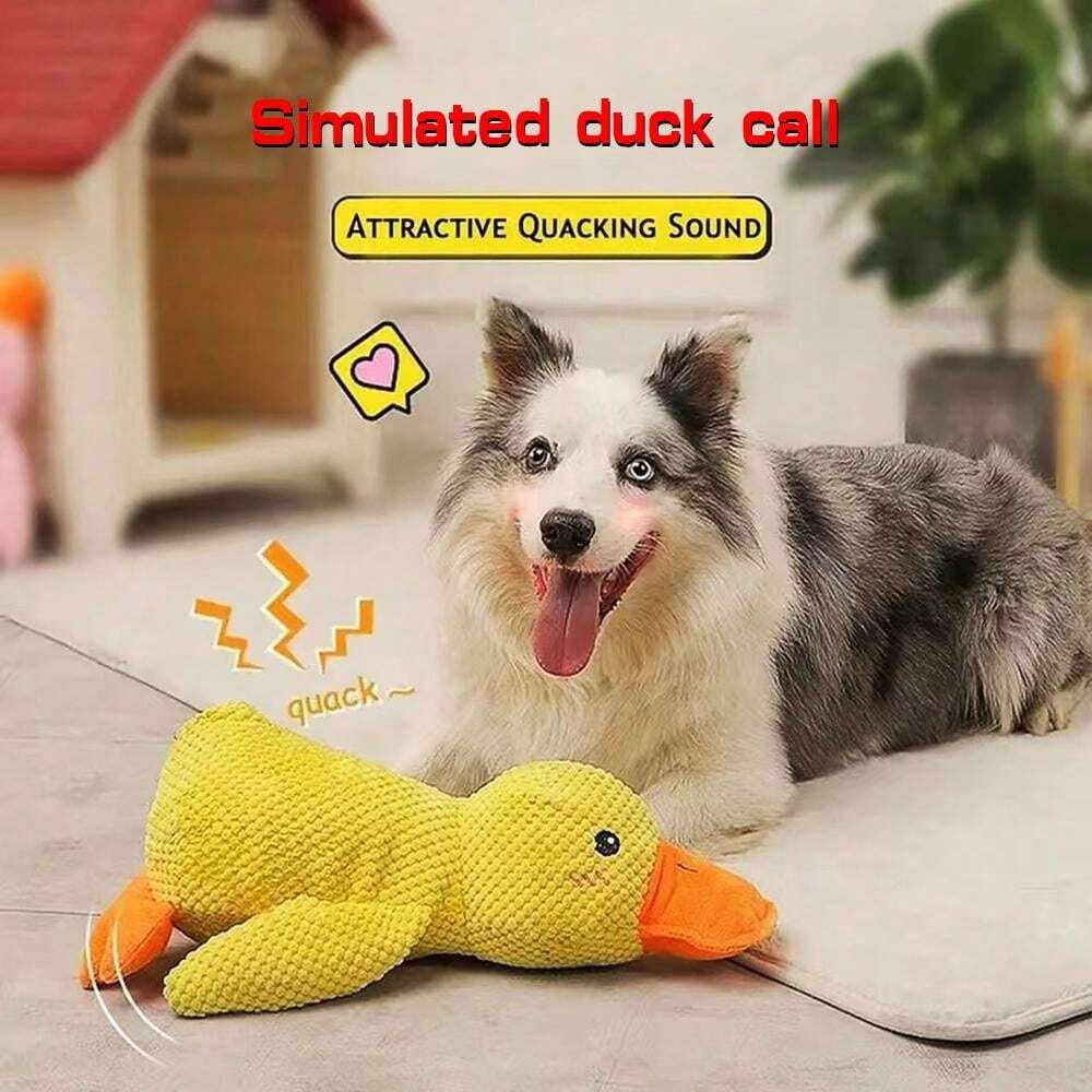 A Pet Dog Toys That Can Imitate The Sound Of Ducks, A Yellow Plush Dog ...