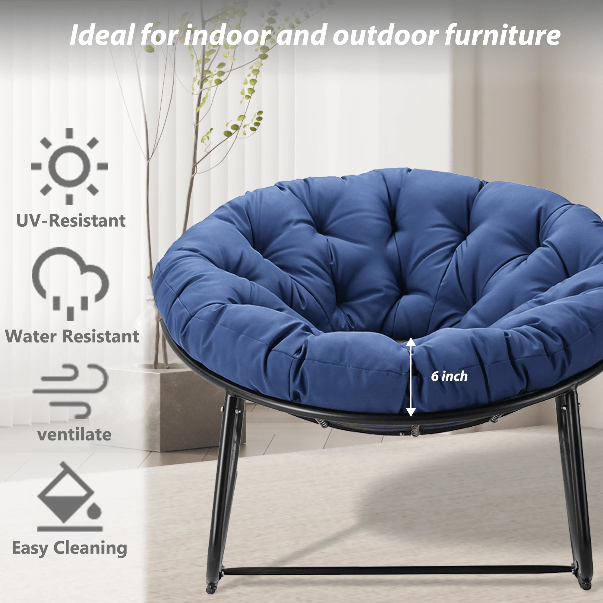 Outdoor Round Rocking Chair, Patio Wicker Egg Chair, Comfortable ...