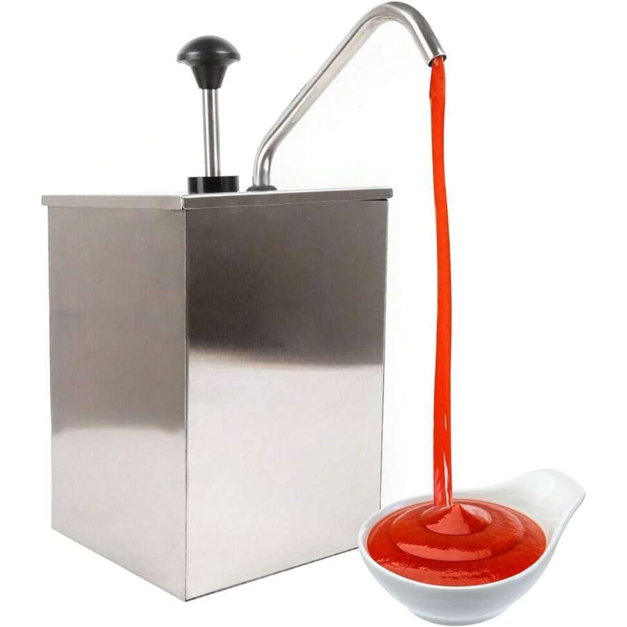 Sauce Dispenser Pump, 4L Commercial Stainless Steel Squeeze Condiment ...