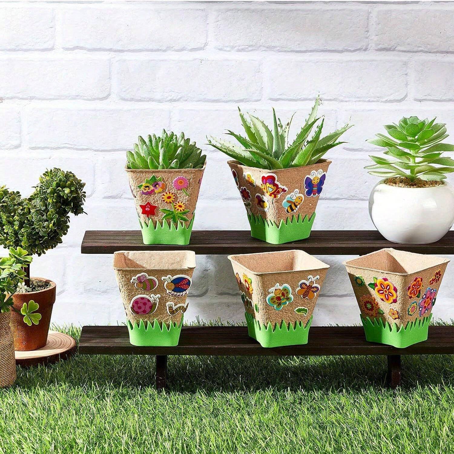 10 Sets Garden Paper Craft Kit Planting Kit Pot Foam Flower Pots Bulk ...