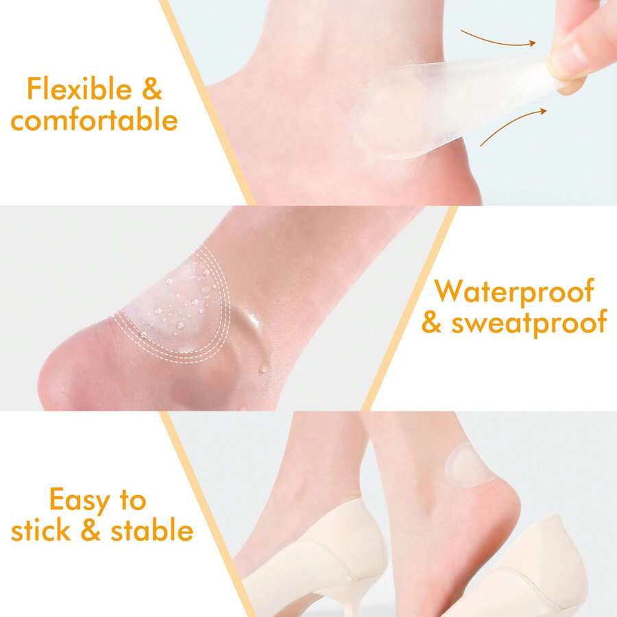 10 Sheets Gel Heel Blister Patches, Adhesive Waterproof Hydrocolloid ...