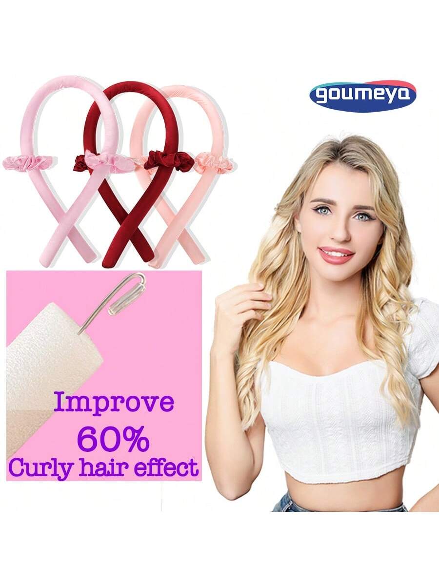 4 pièces Ensemble de fers à friser sans chaleur, fer à friser à mémoire ...