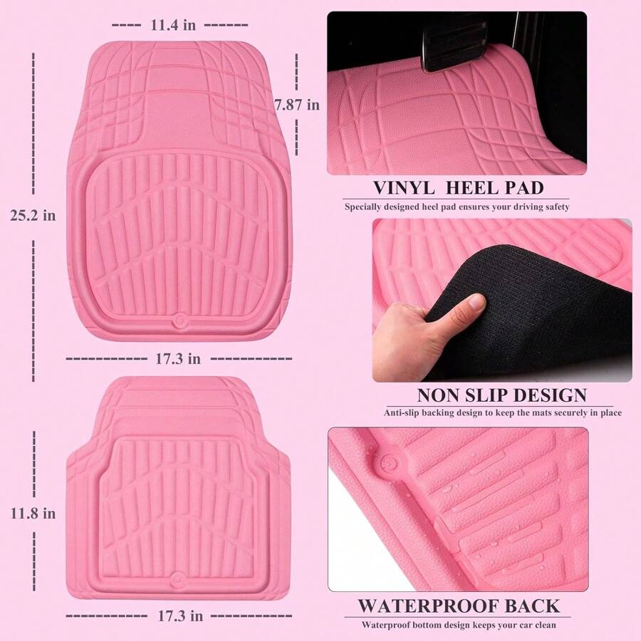 CAR PASS 4 Piece Leather Car Floor Mats -3D Cute Girly Waterproof All ...