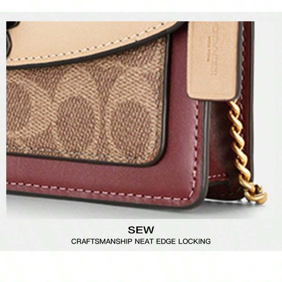 Coach Bolso de hombro para mujer de lona de firma con bloqueo de rosa ...