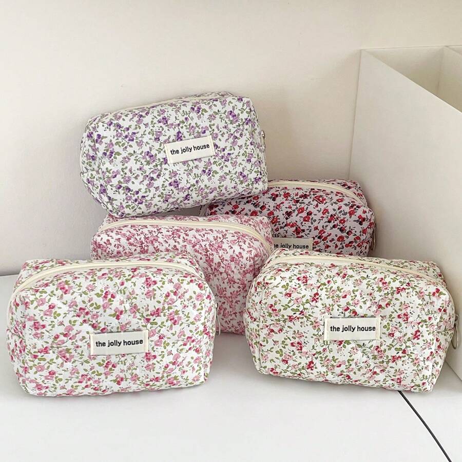 1 Pc New Spring Floral Makeup Bag Travel Portable Women Handheld ...