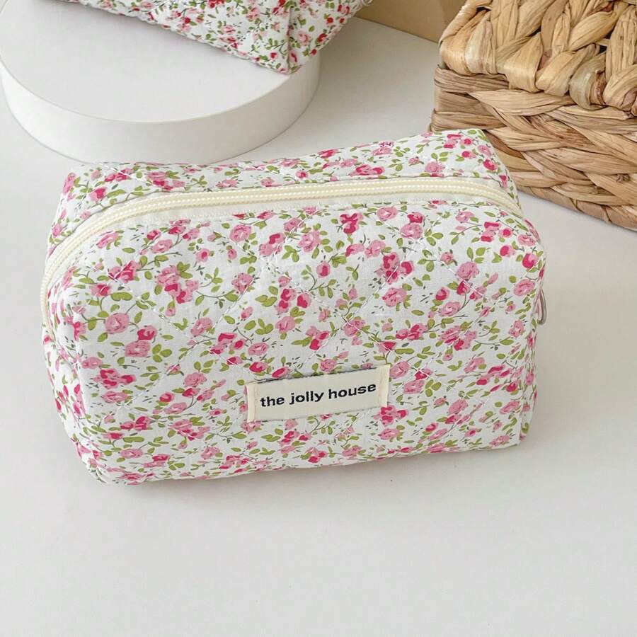 1 Pc New Spring Floral Makeup Bag Travel Portable Women Handheld ...